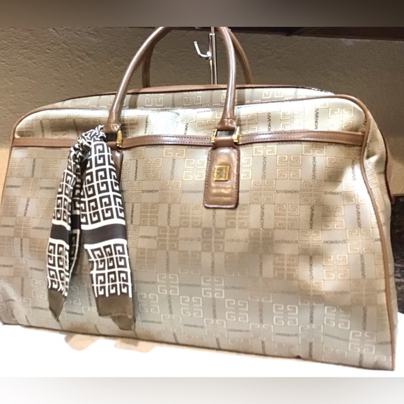 Givenchy | Bags | Givenchy Monogrammed Canvas Leather Trim Travel Bag ...